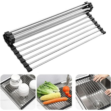 Roll-up Dish Drying Rack 17"x 13.5" - Foldable Multipurpose Heat Resis ...