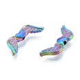 20 pc Rack Plating Alloy Beads Wing with Heart Rainbow Color 7x20x3mm ...