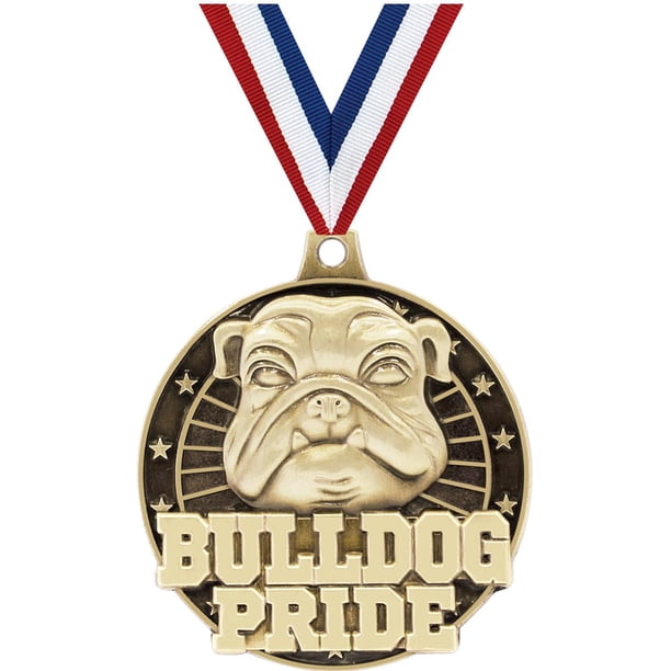 Bulldog Pride Medals, 2" Gold Diecast Bulldog Pride Medal Award 1 Pack ...