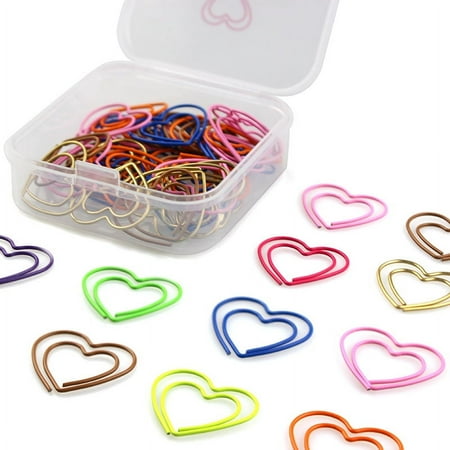SHENMO 150 Pieces Paper Clips, Metal Paper Clips, Heart Shaped Paper ...