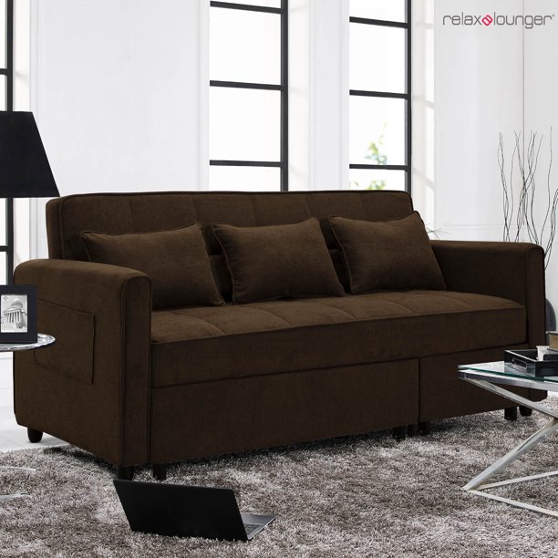 Lifestyle Solutions Kendrick Modern Sofa with Sleeper, Brown Fabric ...