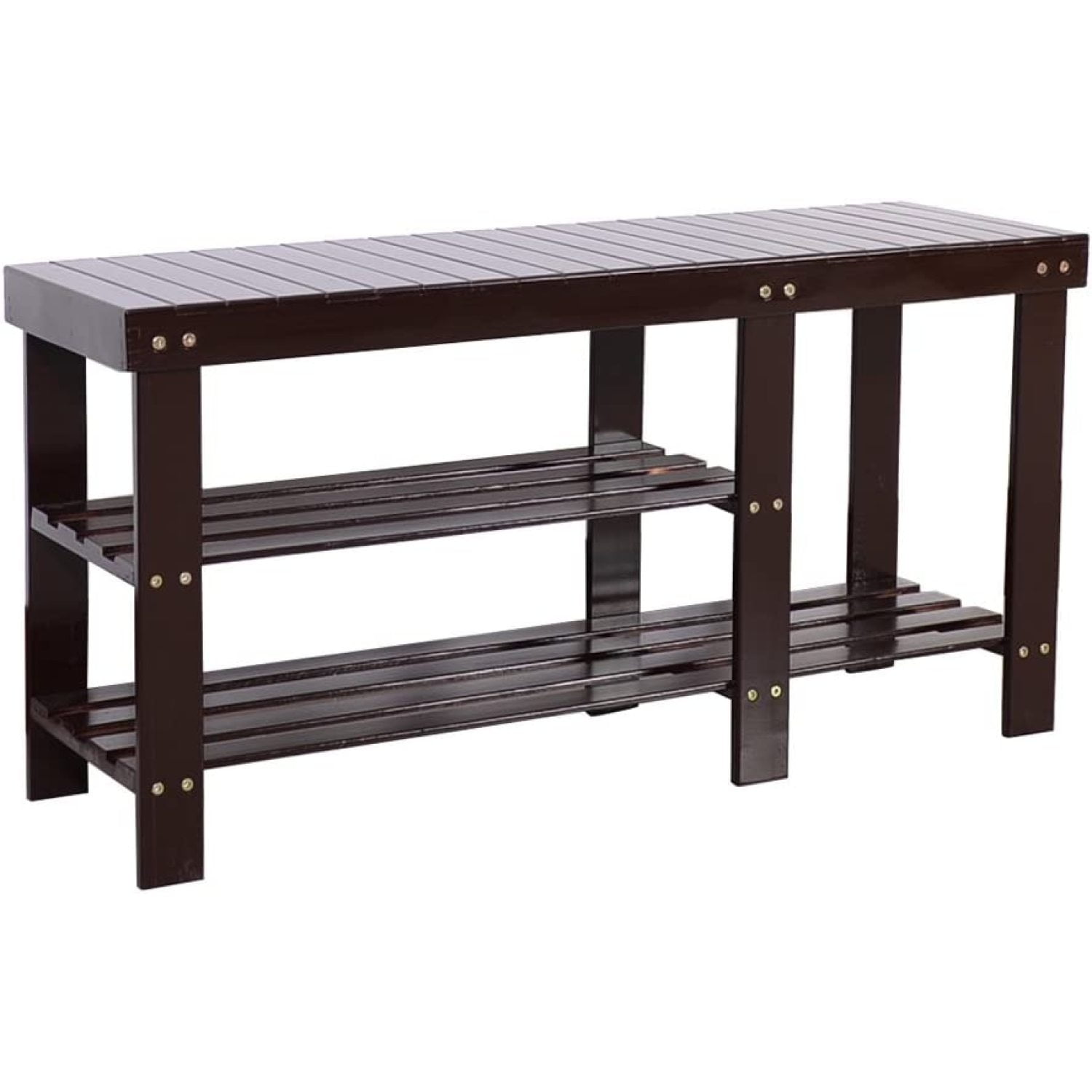 3-Tier Bamboo Shoe Bench 35.5 Inch Long Entryway Storage Rack Shoes ...