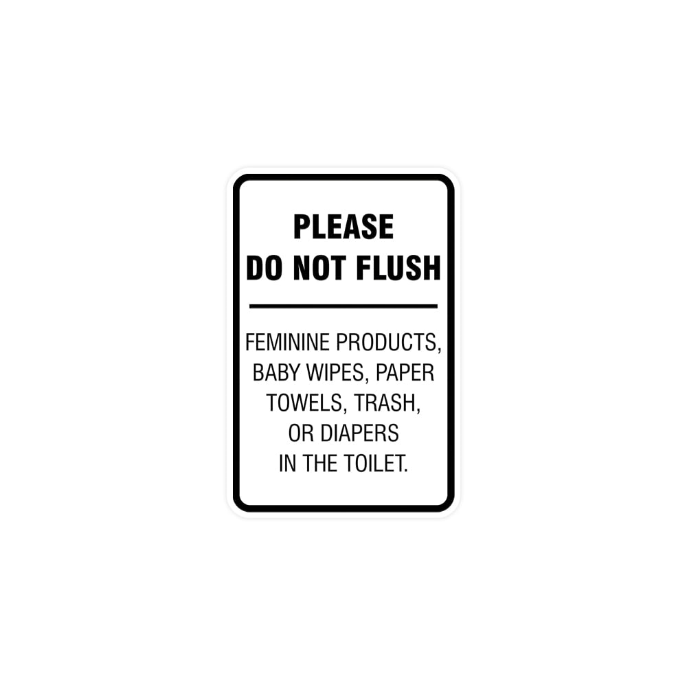 Portrait Round Please Do Not Flush Etiquette Sign (White) - Medium 5" x ...