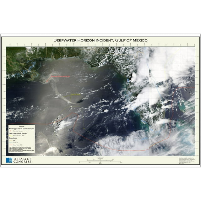 24"x36" Gallery Poster, map of Deepwater Horizon oil spill may 17 2010 ...