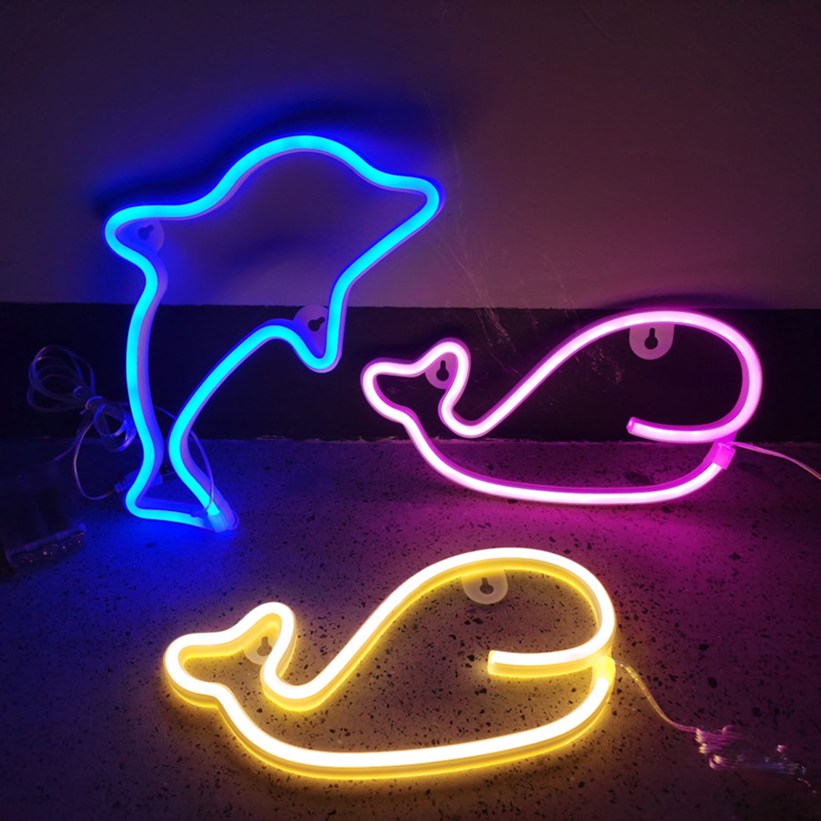 UDIYO Dolphin Whale Neon Signs Led Romantic Art Decorative Neon Lights ...