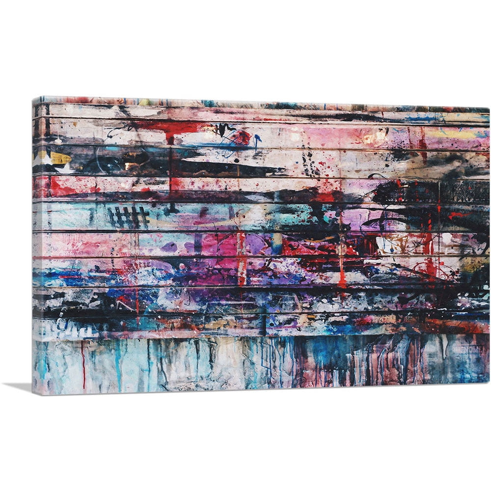 ARTCANVAS Paint Splatter Wood Wall Rectangle Canvas Art Print - Size ...