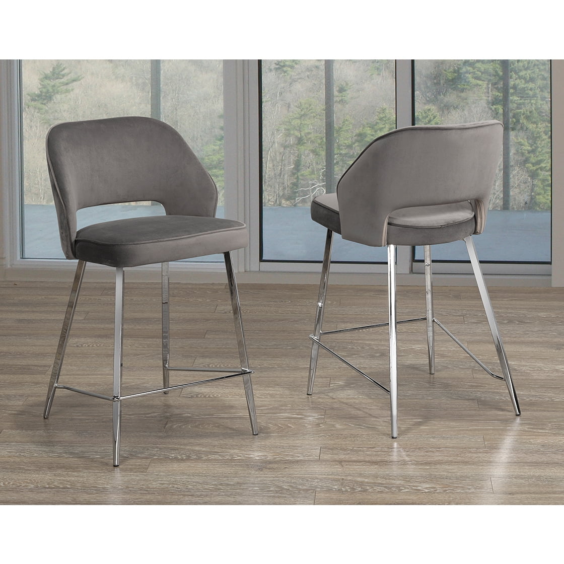 Click here for Cosmic Homes Counter Stool  Set Of 2 - Grey Velvet... prices