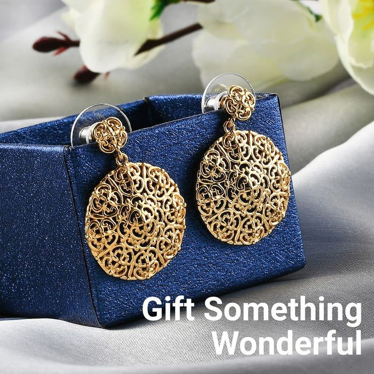 Gold Plated Earrings Disc Drop Filigree Earrings for Women Circle Hoop Openwork Summer Boho Beach Earrings Statement Jewelry Valentines Day Gifts for Women Walmart