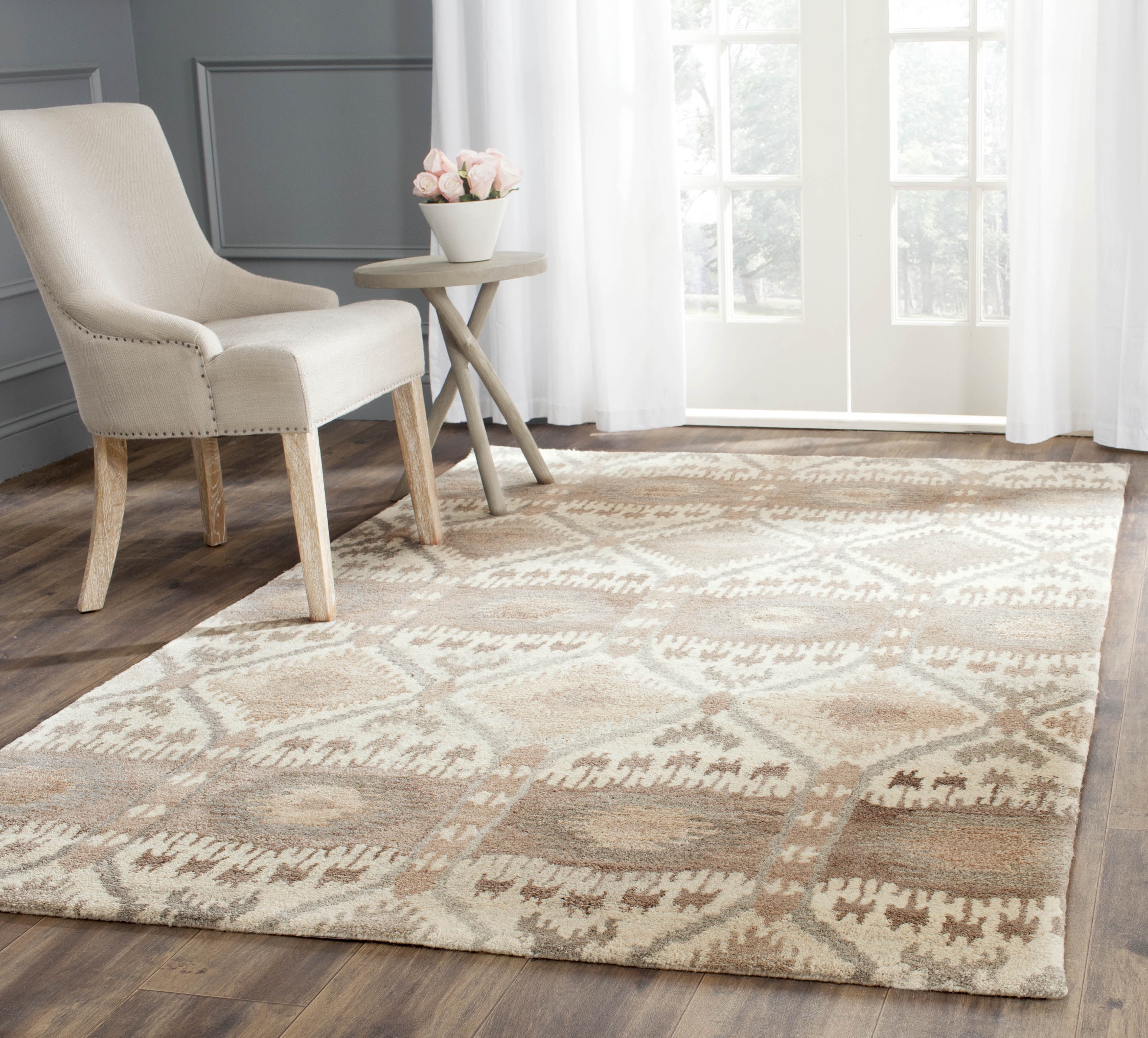 SAFAVIEH Wyndham Skylar Geometric Wool Area Rug, Natural/Multi, 10' x ...