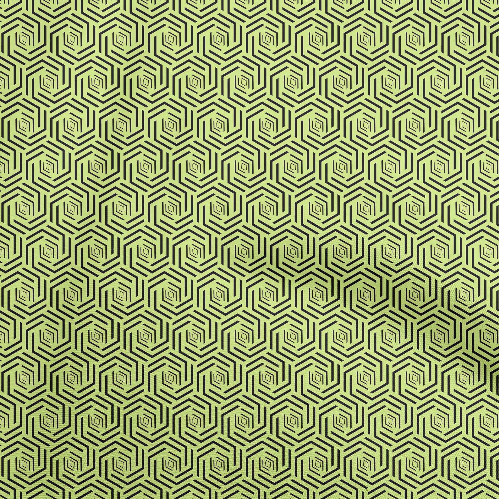 oneOone Viscose Chiffon Lime Fabric Geometric Lines Heptagon Sewing ...
