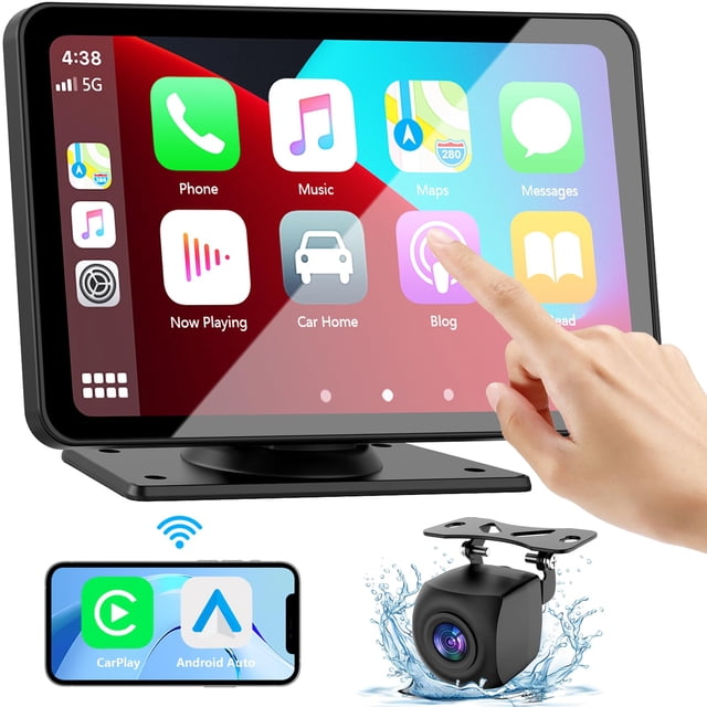 Carplay Screen for Car, 7" HD Wireless Portable Car Play Touchscreen ...
