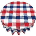 4th of July Tablecloth Round 70 Inch,Red Blue White Buffalo Plaid ...