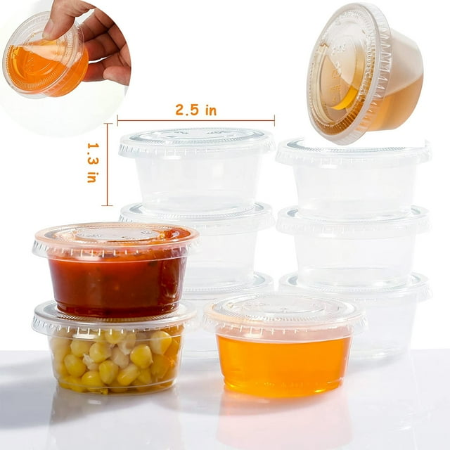 [60 sets - 2 ounces] Jello Shot Cup plastic cup with lid, souffle cup ...