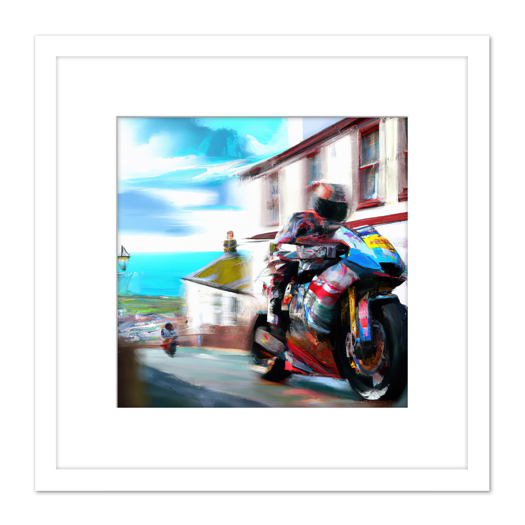 Isle of Man Tt Races Motorbike Motorsport Watercolour Street Scene ...