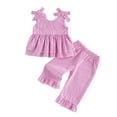 ATOGUTA 2 Piece Pants Set for Girls Sleeveless Ruffle Tank Top Wide Leg ...