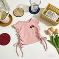 Djtdsds Girls Solid Color Crop Top with Adjustable Side Drawstrings and ...