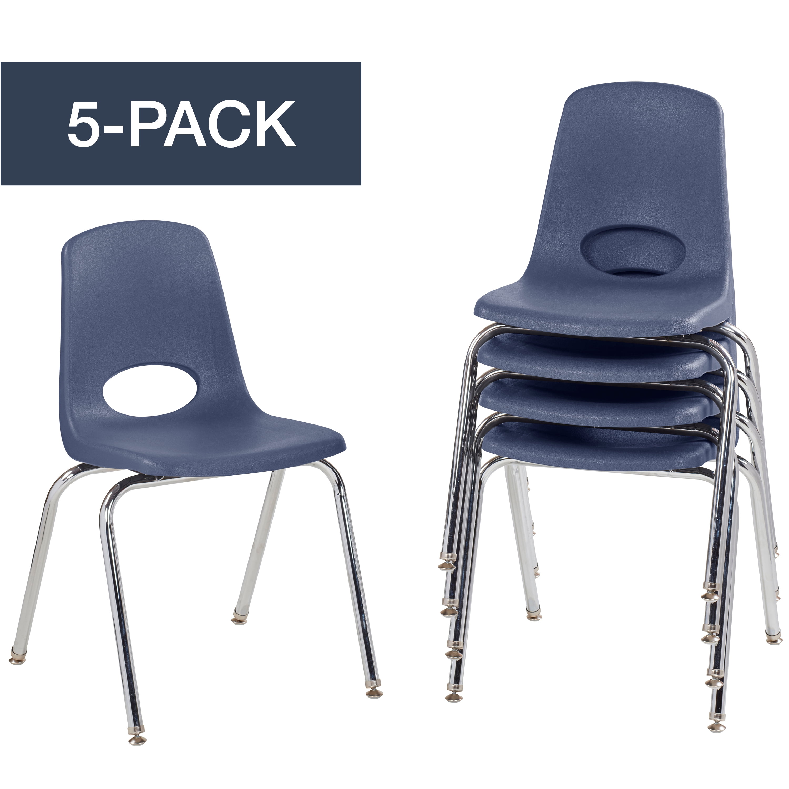 ECR4Kids Set of 5 18" Seat Height Stack Chair Chrome Legs Swivel Glide ...