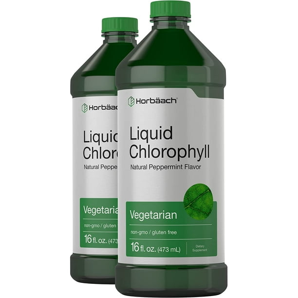Liquid Chlorophyll 100mg | 2 x 16 oz Bottles | Natural Peppermint ...