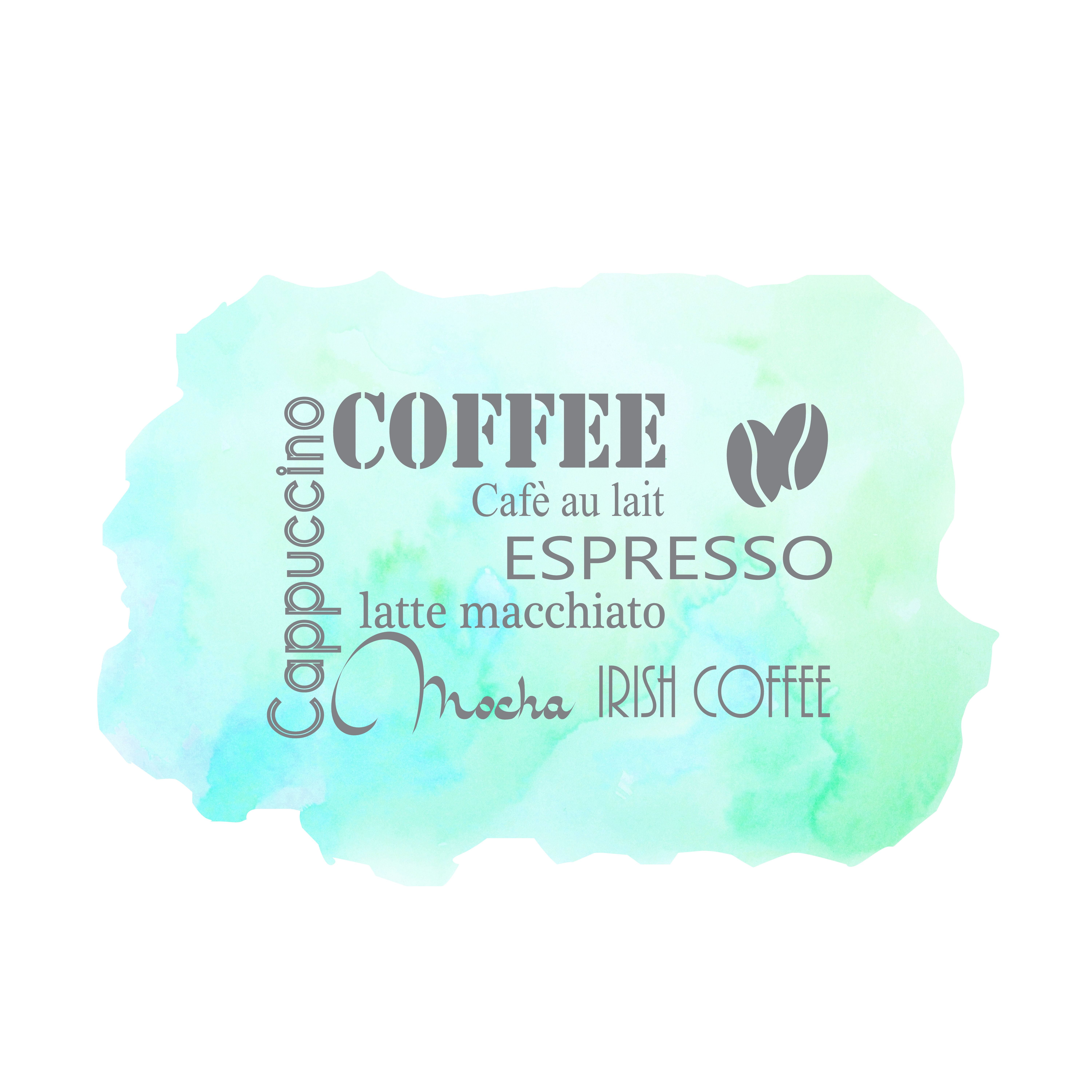 COFFEE - Multicolored Home Art Coffee Flavor Variants Décor Lettering ...