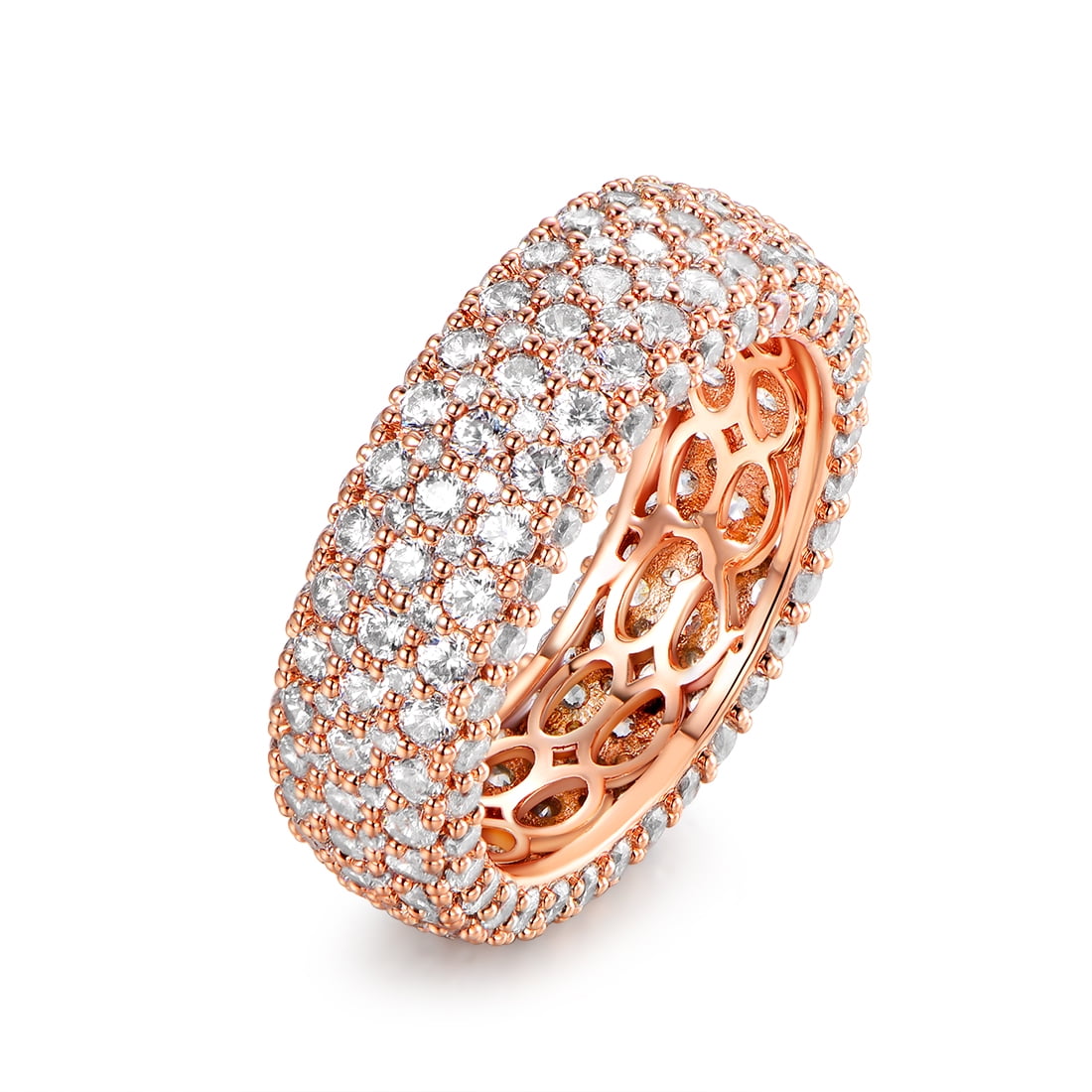 Peermont Peermont 18k Rose Gold Plated 5 Rows French Setting Ring ...