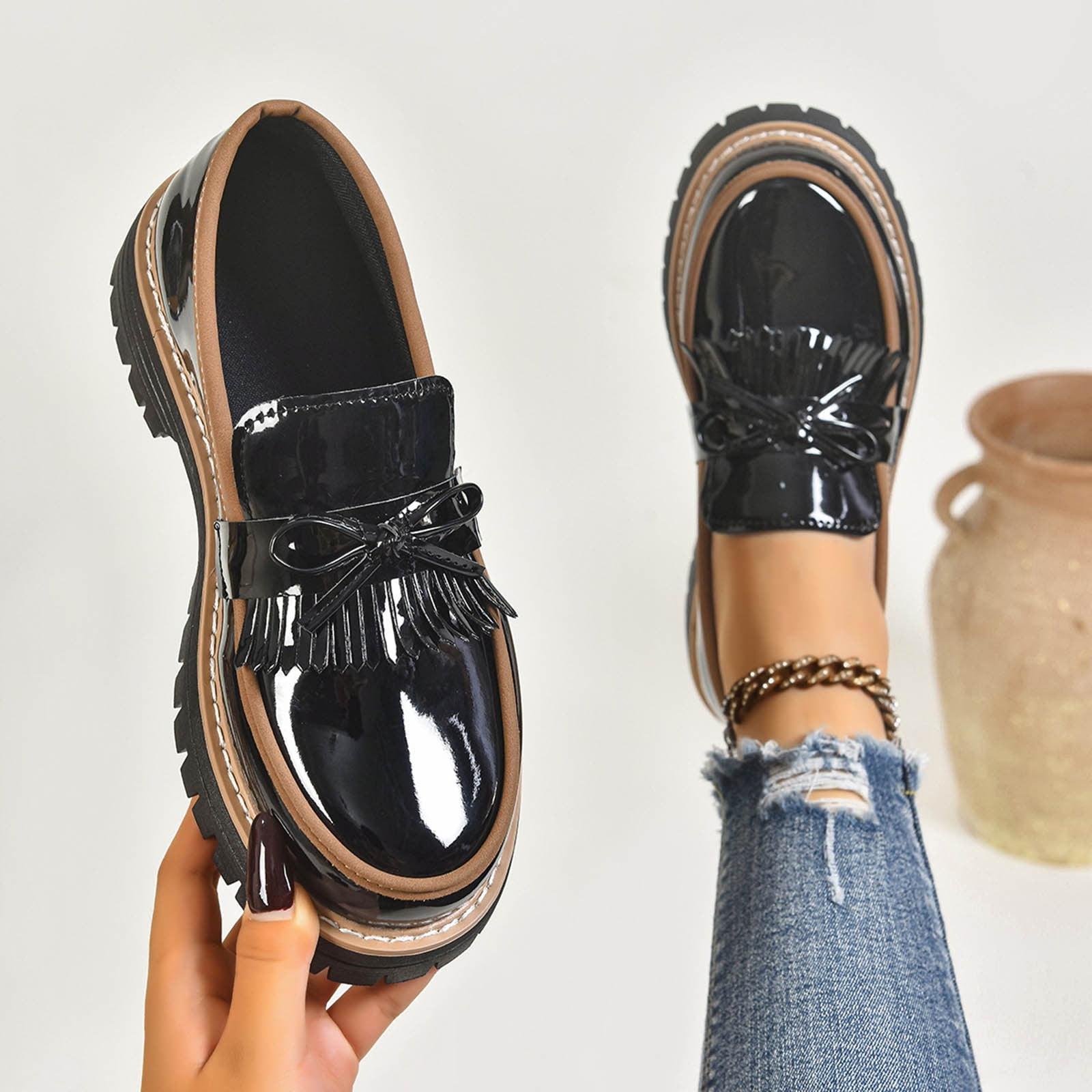 Click here for Xucatan Womens Patent Leather Tassel Loafers  Chun... prices