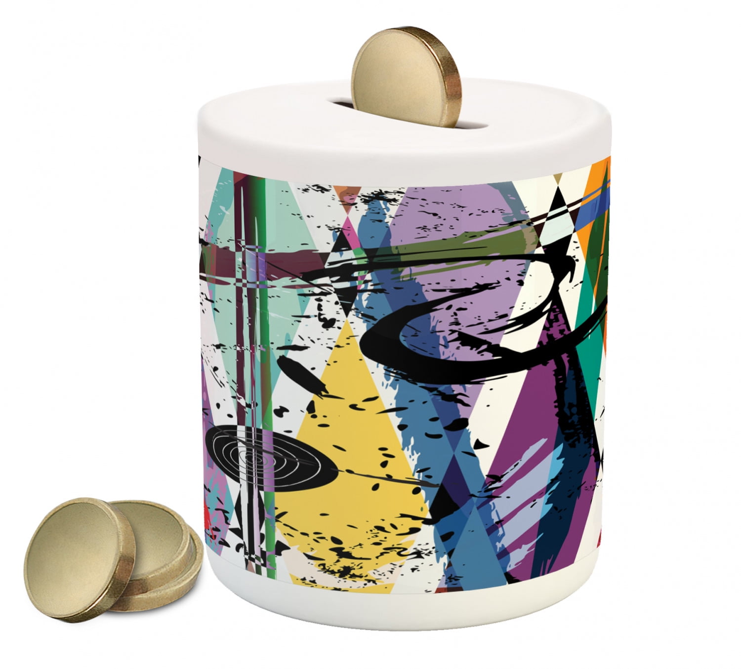 Urban Graffiti Piggy Bank, Bulls Eye Detailed Splashed Paint Design on ...