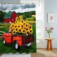 Bathroom Shower Curtain Farm Sunflower on Red Truck Waterproof Shower ...