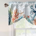 Coastal Octopus Tie Up Valance Curtains Ocean Coral Seaweed Adjustable ...