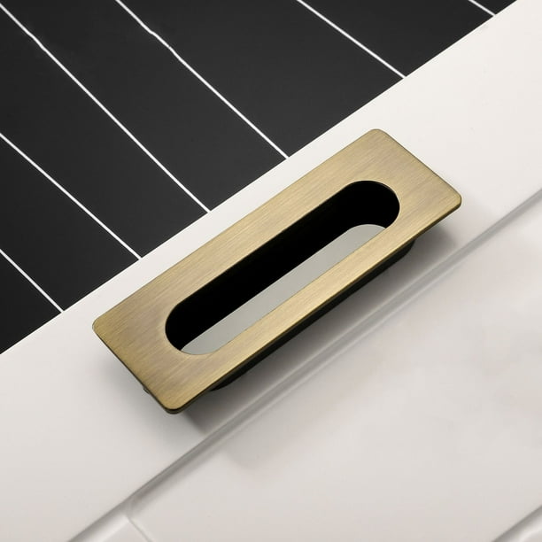 2 Pieces Black Handle Recessed Cabinet Door, Recessed Drawer Concealed ...