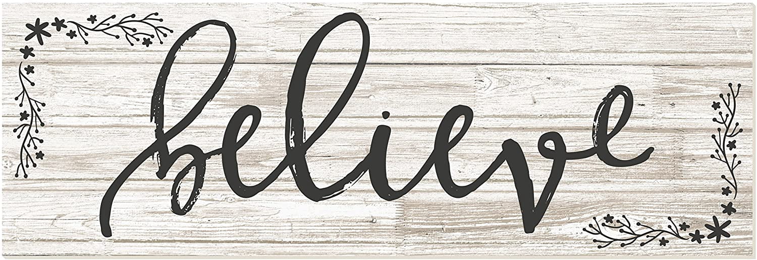 Believe Rustic Wood Wall Sign 6x18 (White) - Walmart.com