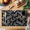 Black and White Wings Cotton Linen Placemats Set of 8, Flying Dragonfly ...