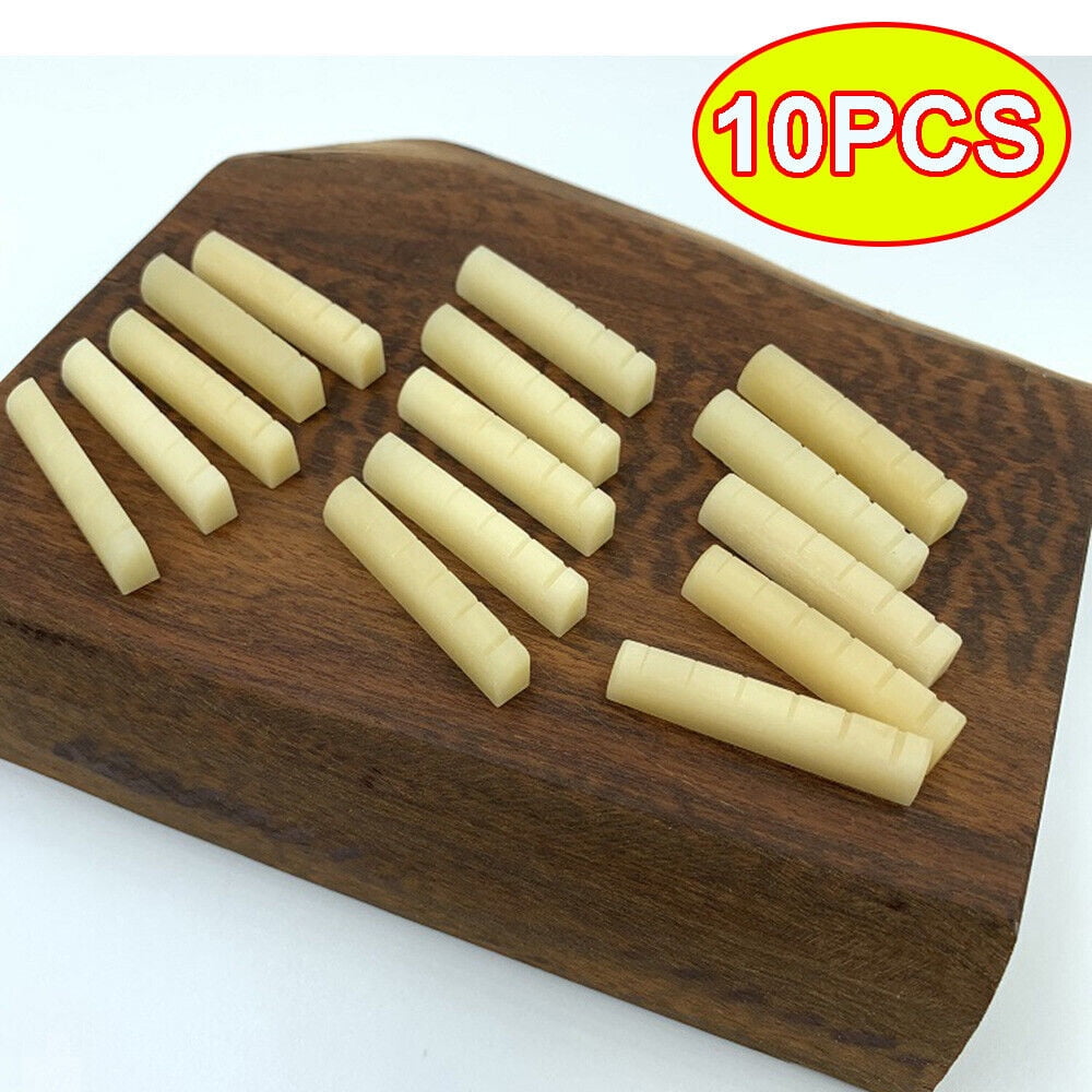 10pcs Unbleached Slotted Bone Nut Saddle Bridge 43x6x9mm Guitar Luthier ...