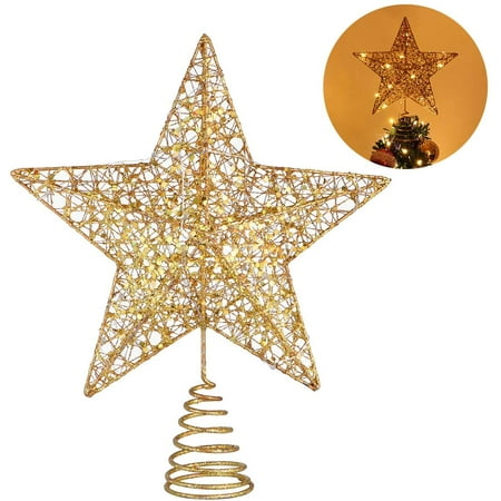 Gold Star Christmas Tree Topper Light Up Led Christmas Decor | 9.8 Inch ...