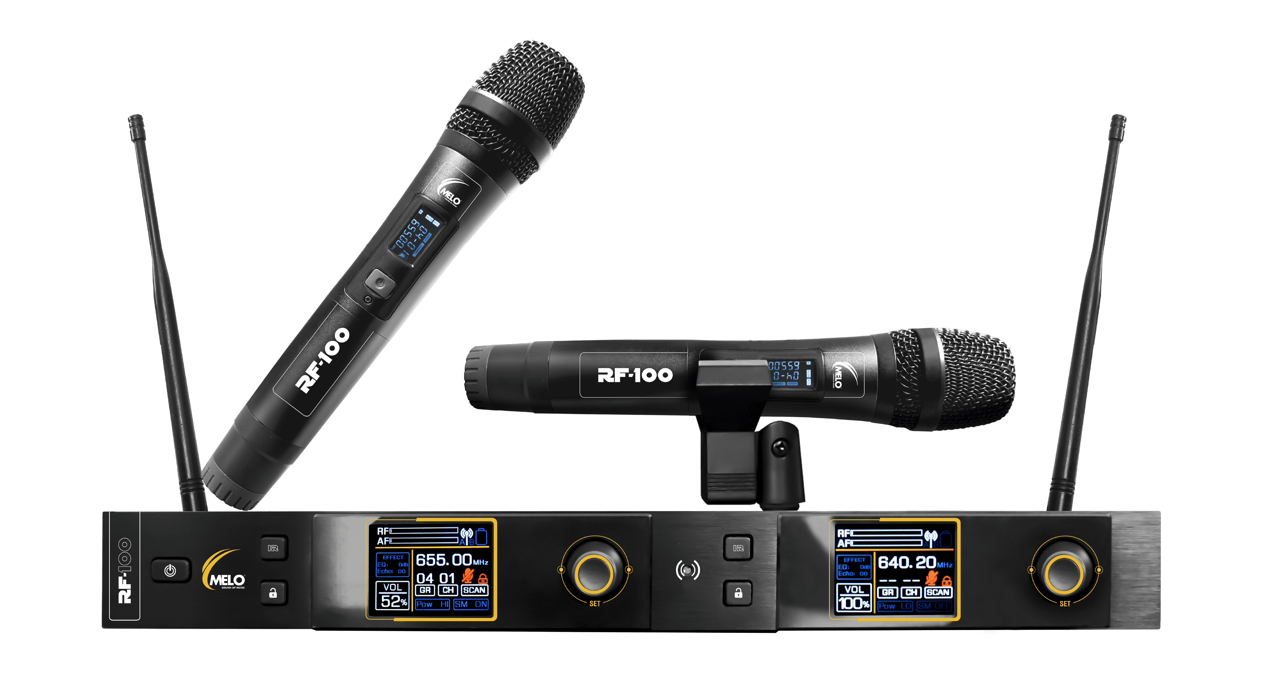 Set De Micrófonos Melo Rf-100 Inalámbricos De Mano MELO RF-100 | Bodega Aurrera en línea
