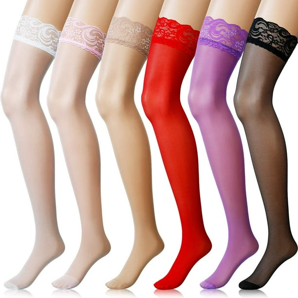Bueautybox Thick Thigh Highs Lace Stockings Top Stockings Womens Sheer
