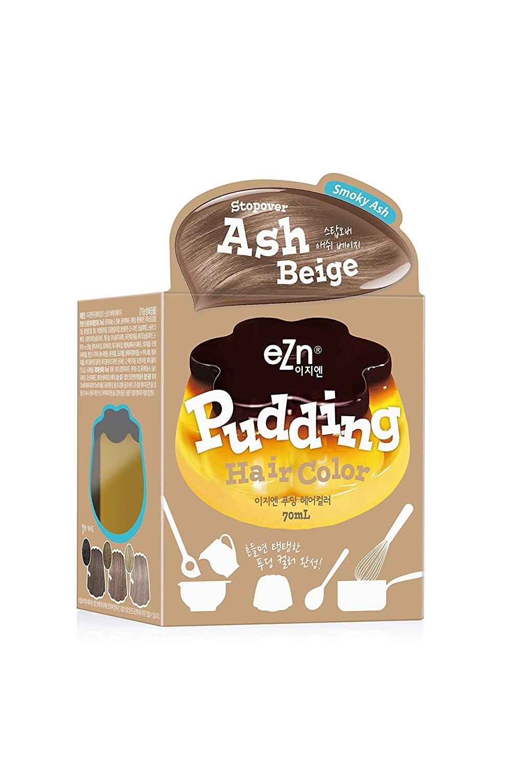 eZn Pudding Hair Dye Ammonia-Free Permanent Hair Color Ash Beige Self ...