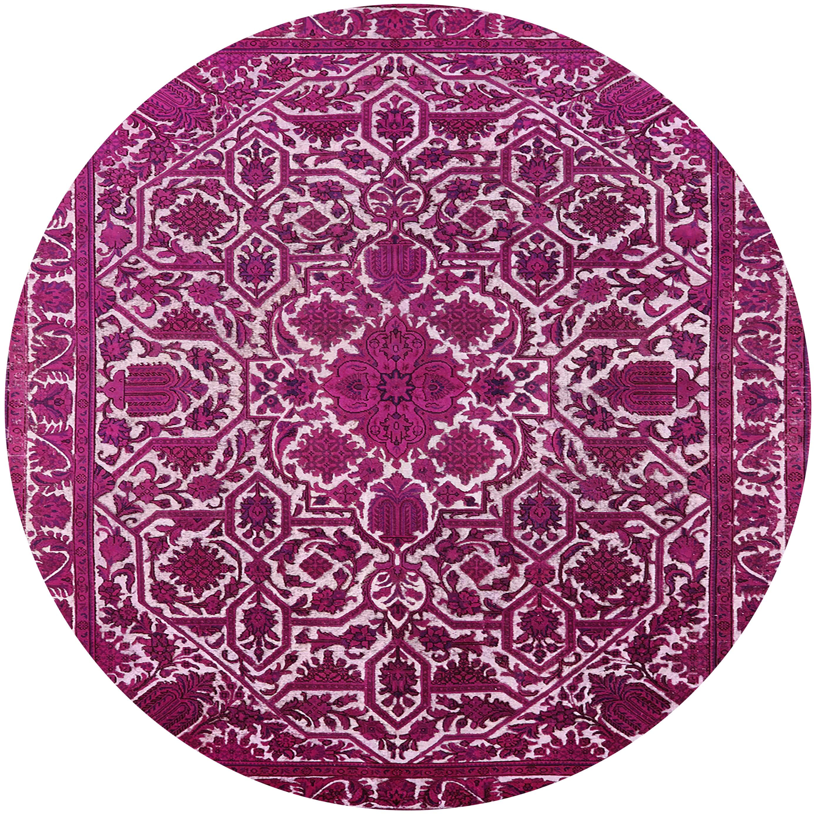 Ahgly Company Indoor Round Mid-Century Modern Pink Oriental Area Rugs ...
