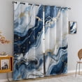 Blue White Marble Blackout Curtains, Abstract Gradient Stone Window ...