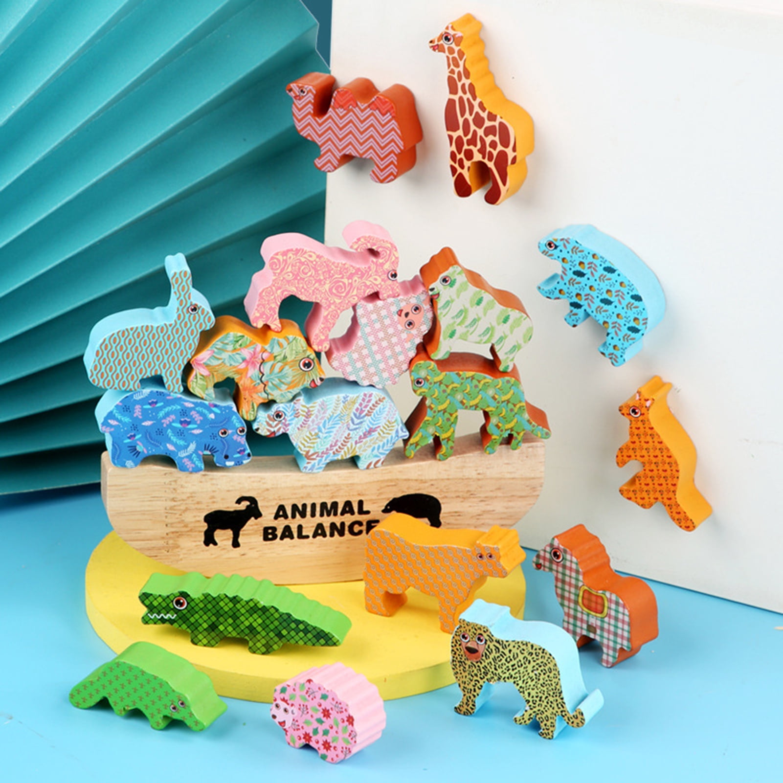 SPRING PARK 18Pcs/set Animal Building Blocks, Stacking High Animal ...
