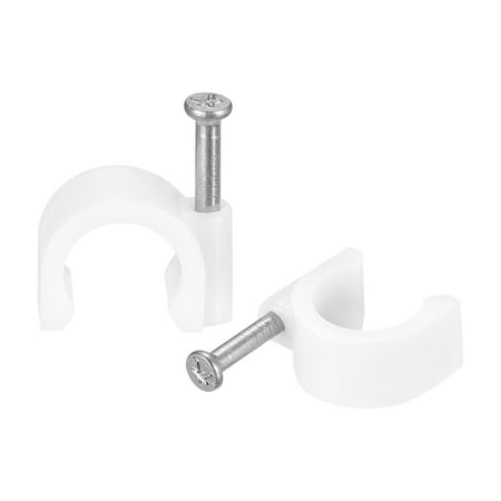 Uxcell 10mm Dia PVC White Round Cable Clips with Steel Nail 80 Pack ...