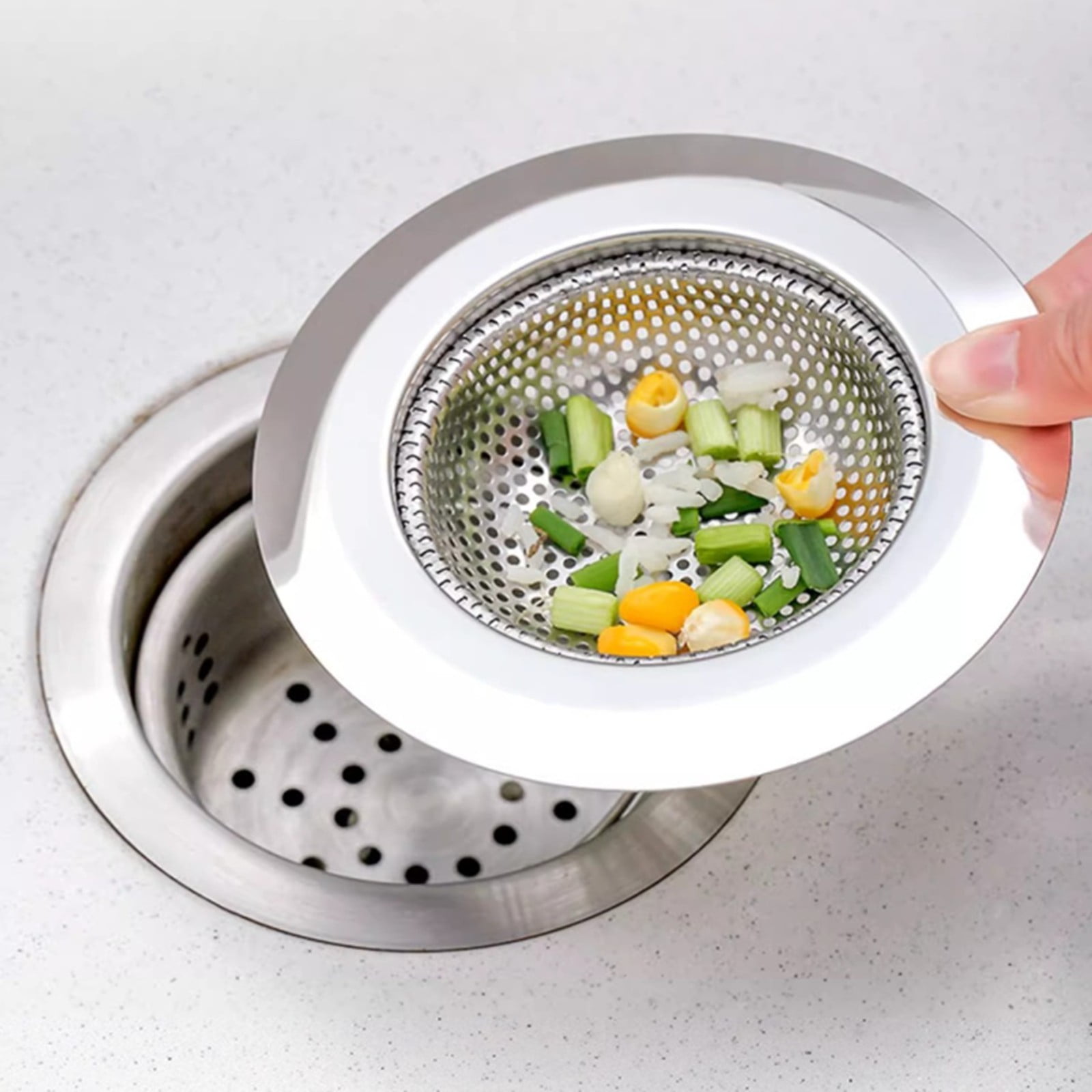 3PC Stainless Steel Kitchen Drain Filter Strainer Clogging Mesh For ...