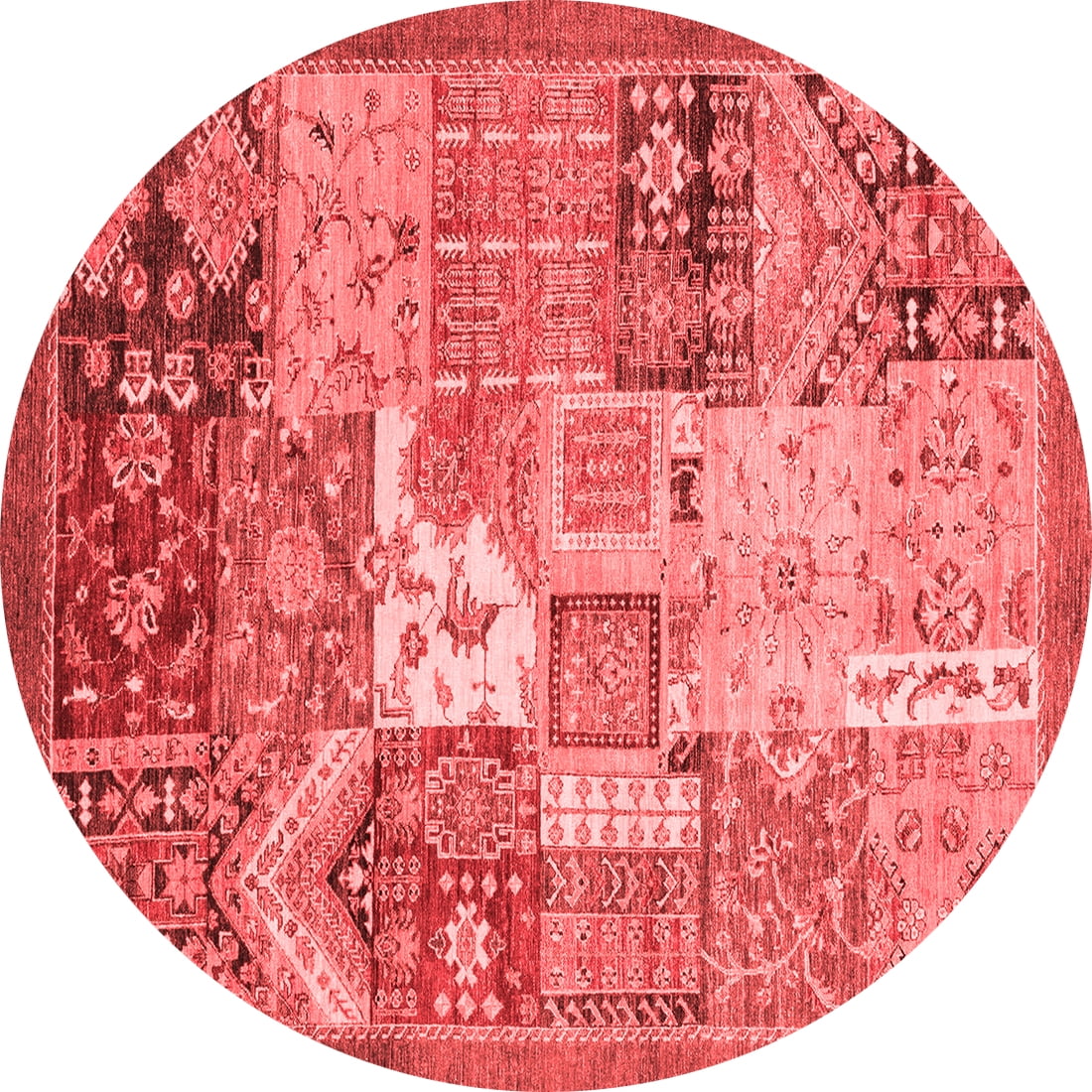 Ahgly Company Indoor Round Abstract Red Modern Area Rugs, 8' Round ...