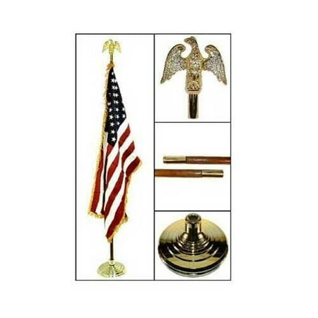 Indoor American Flag Flagpole Base and Tassel [Metal Eagle, 7 Ft Oak ...