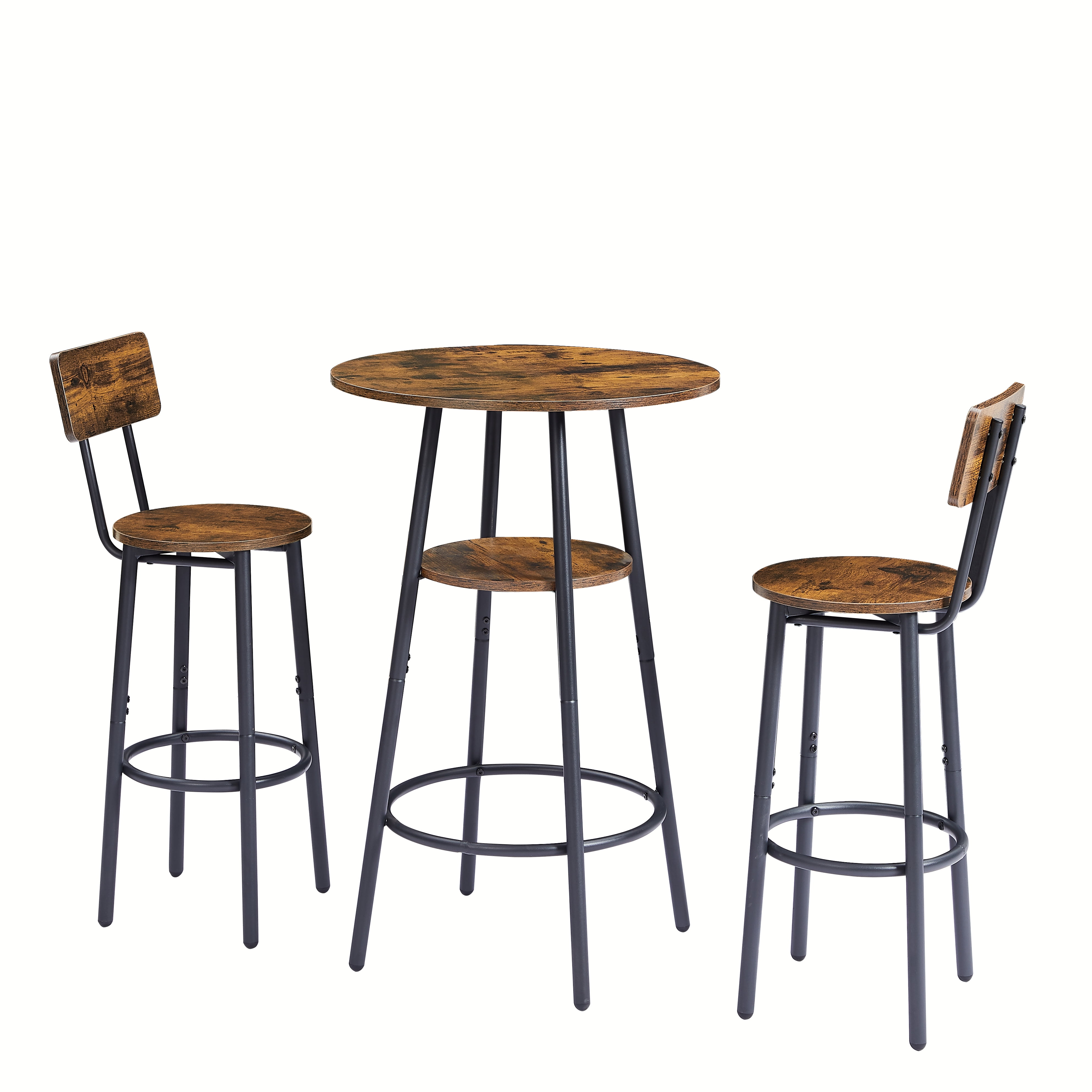 paproos Round Bar Table Set for 2, 3 Pcs Pub Bistro Table and Stools ...