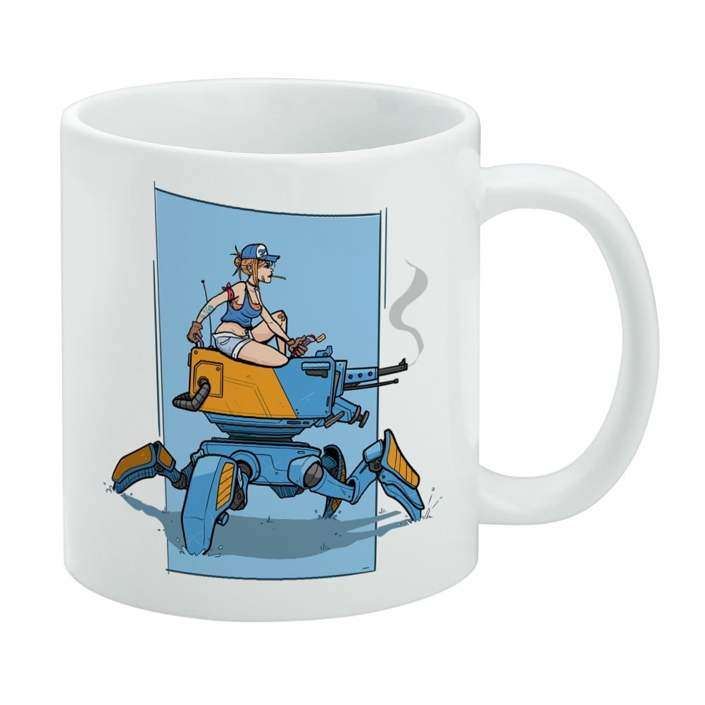 Mechanic Girl Riding Mecha Robot Tank Mech Engineer White Mug - Walmart.com