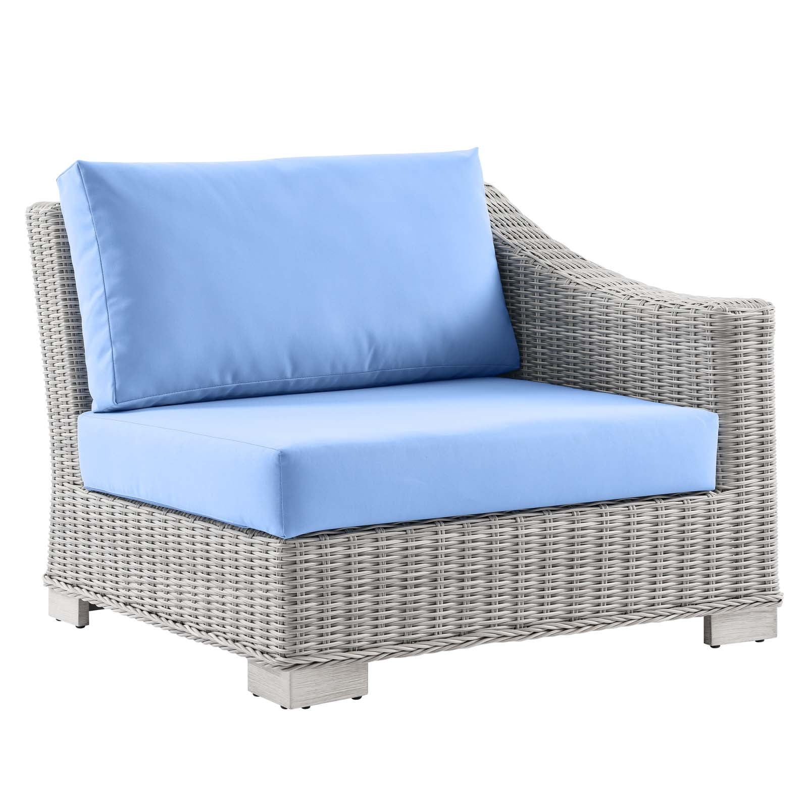 Sofa Corner Chair, Rattan, Wicker, Light Grey Gray Light Blue, Modern ...