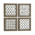 DecMode Farmhouse Natural Brown Wood Square Wall Décor, Set of 4 19"W x ...