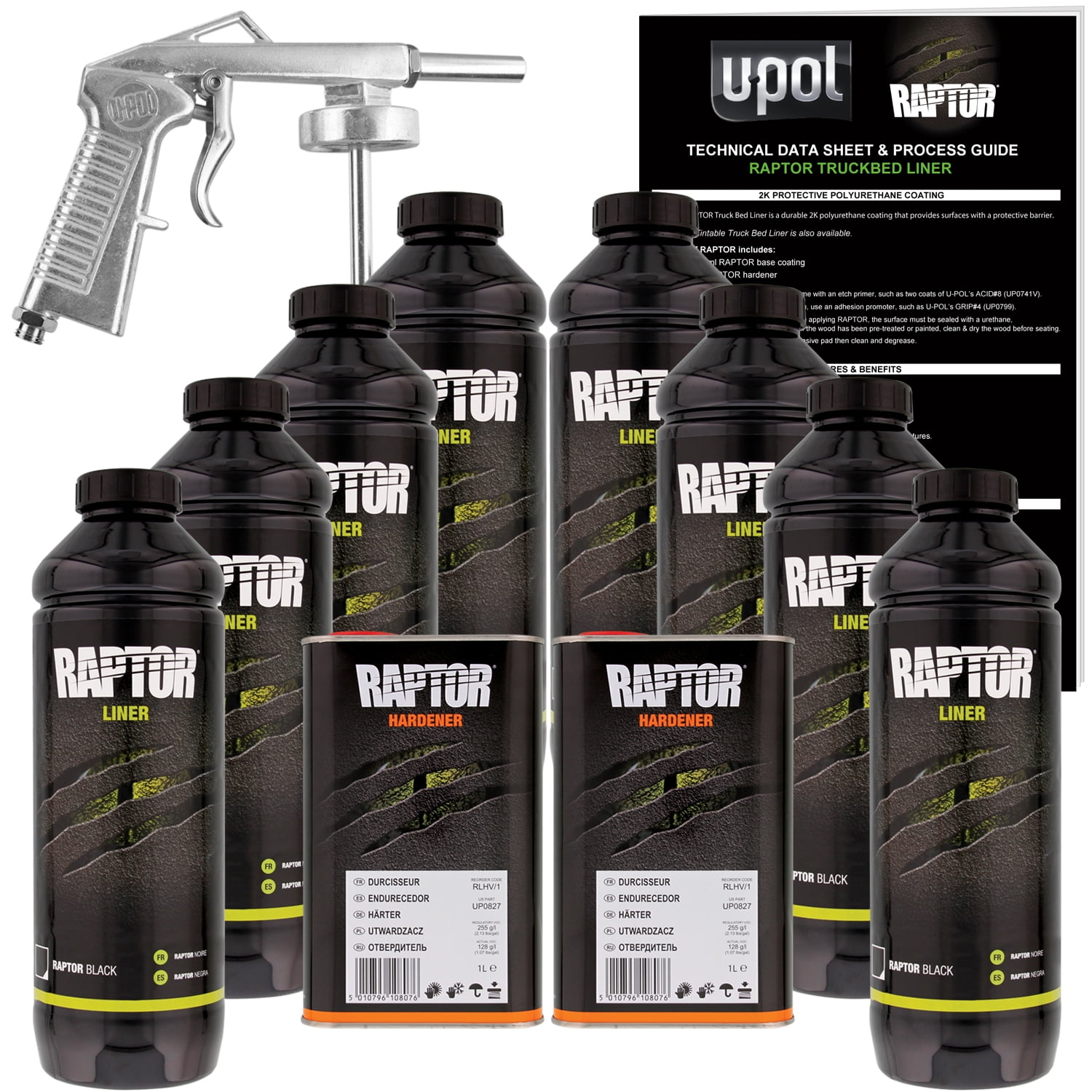 U-POL Raptor Black Urethane Spray-On Truck Bed Liner Spray Gun, 8 ...