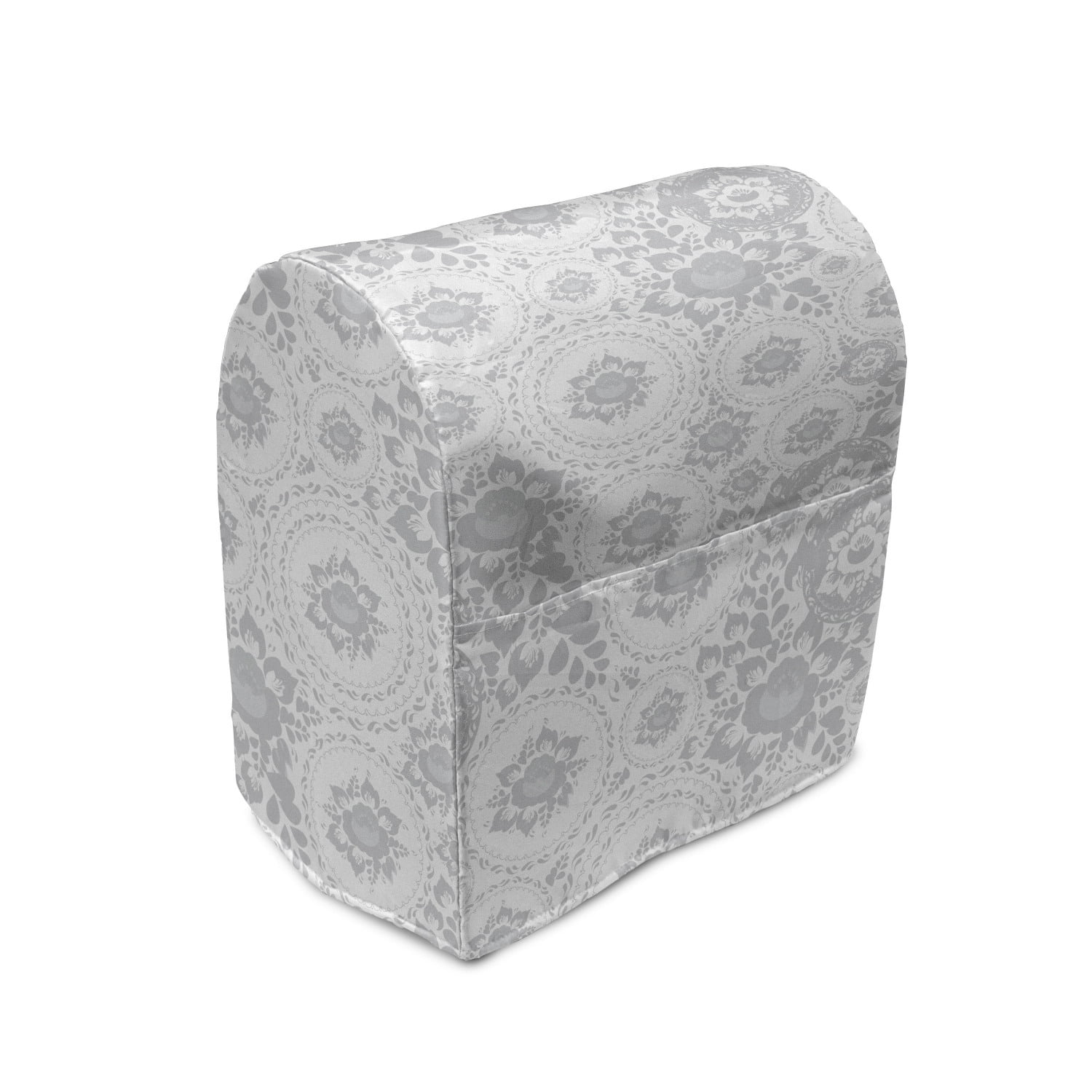 Grey Stand Mixer Cover, Shabby Form Medieval Slavic Monochrome Rose ...