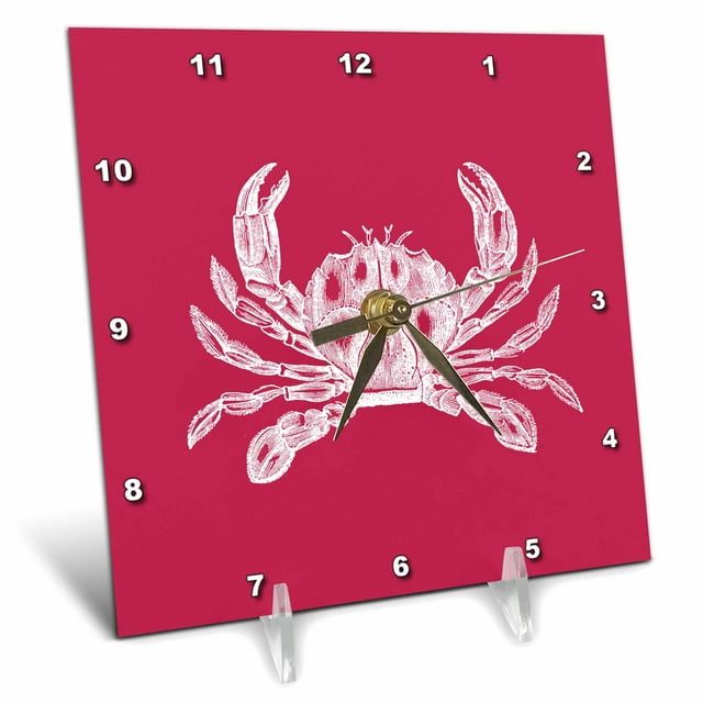 3dRose White crab etching on red - Beach Sea Ocean Nautical crustacean ...
